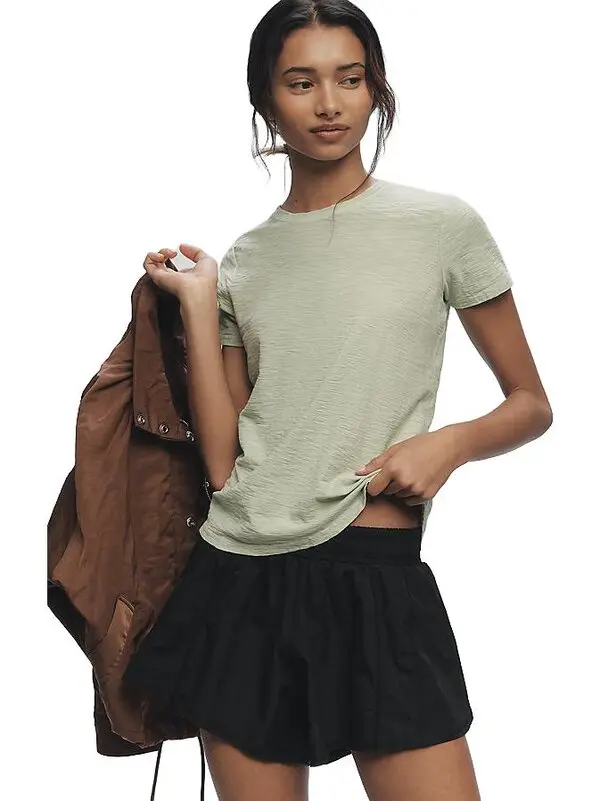 PILCRO Bennie Cotton Slub Crew-neck Slim Tee - Light Green