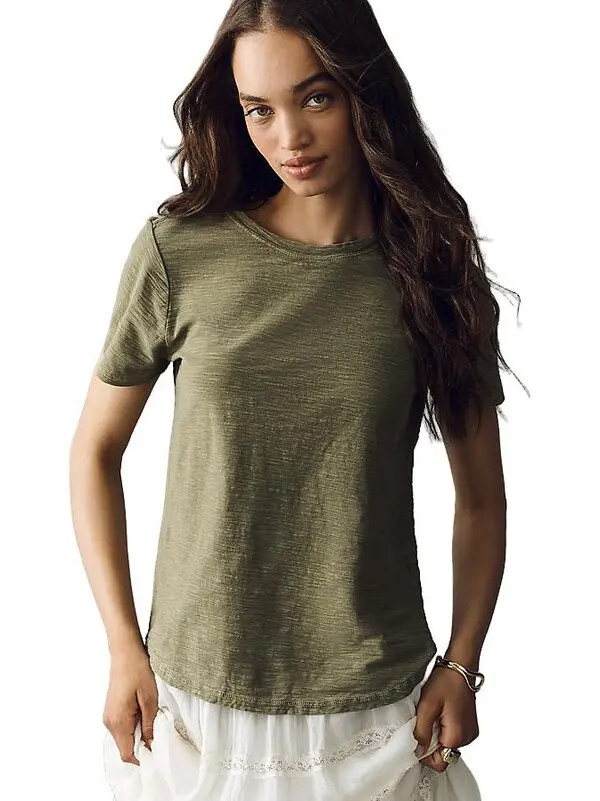 PILCRO Bennie Cotton Slub Crew-neck Slim Tee - Moss
