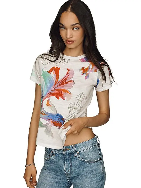 PILCRO Bennie Cotton Slub Crew-neck T-shirt - Powder White