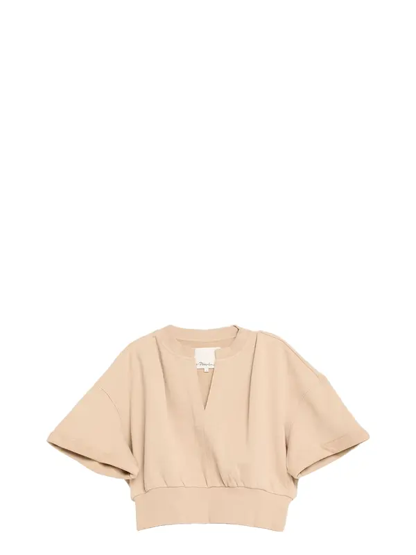 3.1 Phillip Lim Short-sleeve Cropped Sweatshirt - Concrete