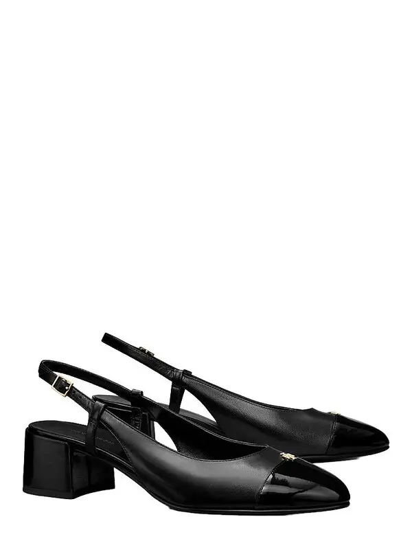 Tory Burch Cap-toe Slingback Pumps - Perfect Black