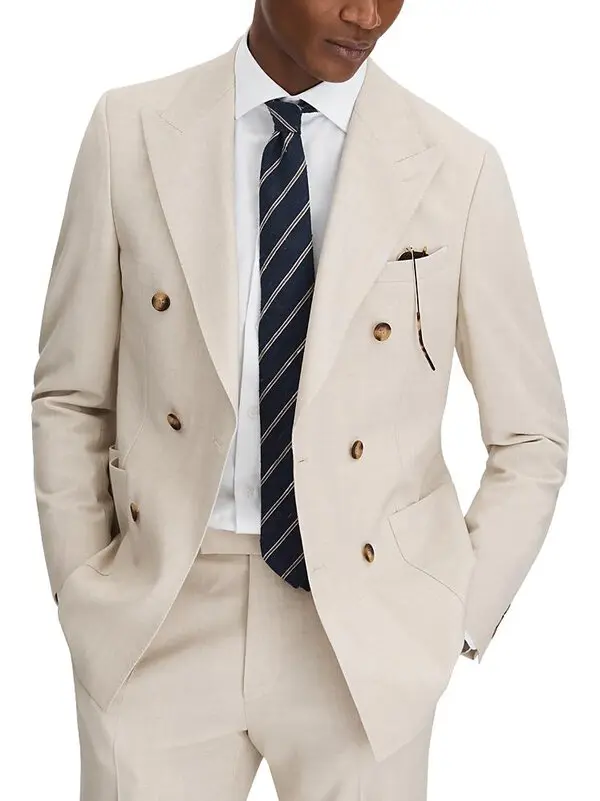 REISS Belmont Double Breasted Blazer - Stone