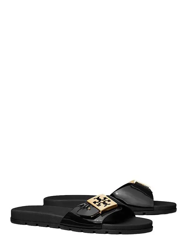 Tory Burch Buckled Slide Sandals - Perfect Black/gold