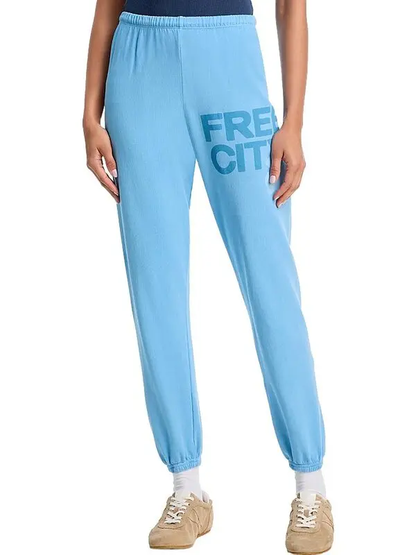 FREECITY Cotton Logo Sweatpants - Blue Milk