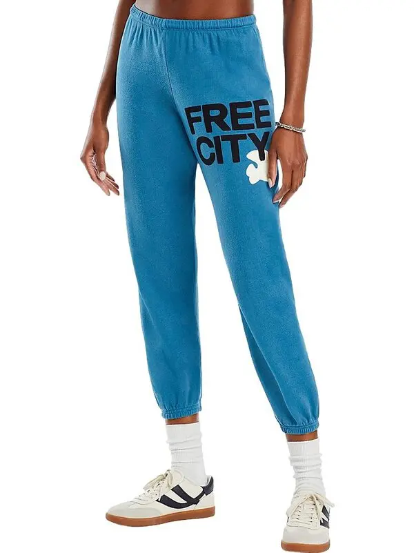 FREECITY Cotton Logo Sweatpants - Blue Sound