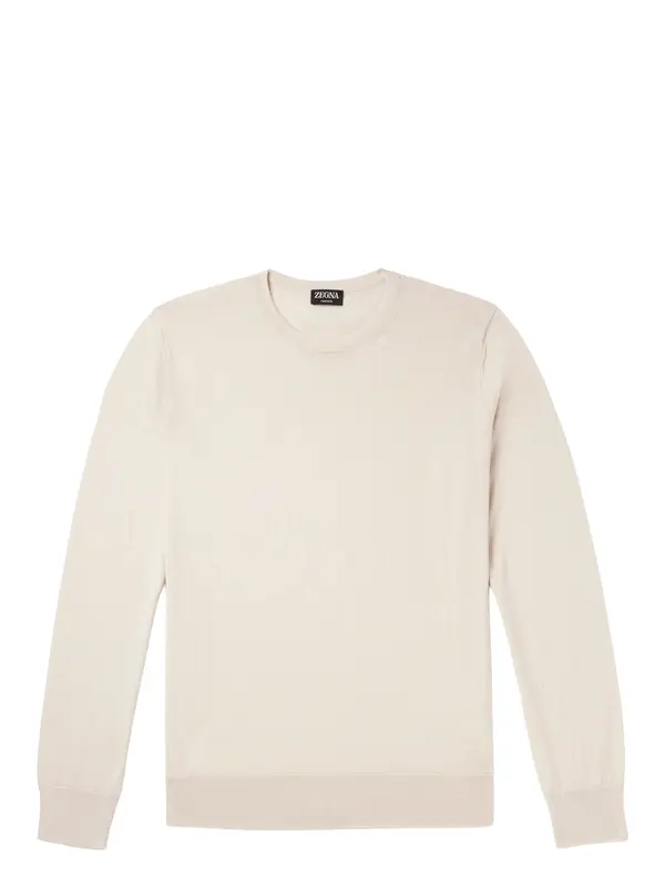 Zegna Cashmere And Silk-blend Sweater - Neutrals