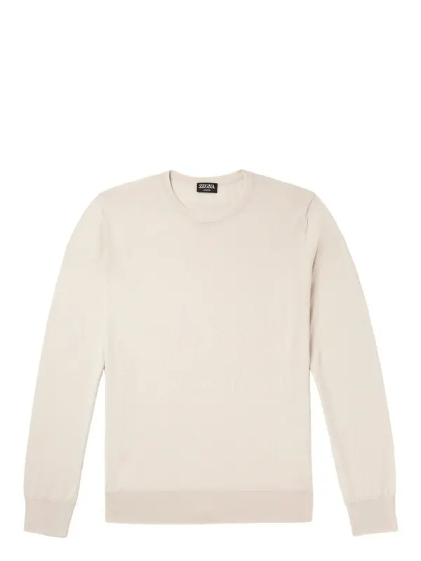 Zegna Cashmere And Silk-blend Sweater - Neutrals