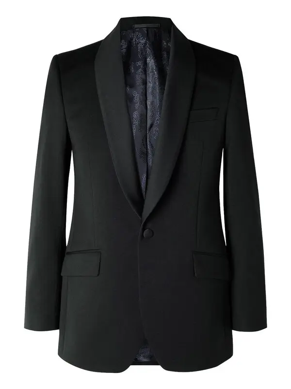 FAVOURBROOK Hampton Shawl-collar Grosgrain-trimmed Wool Tuxedo Jacket - Black
