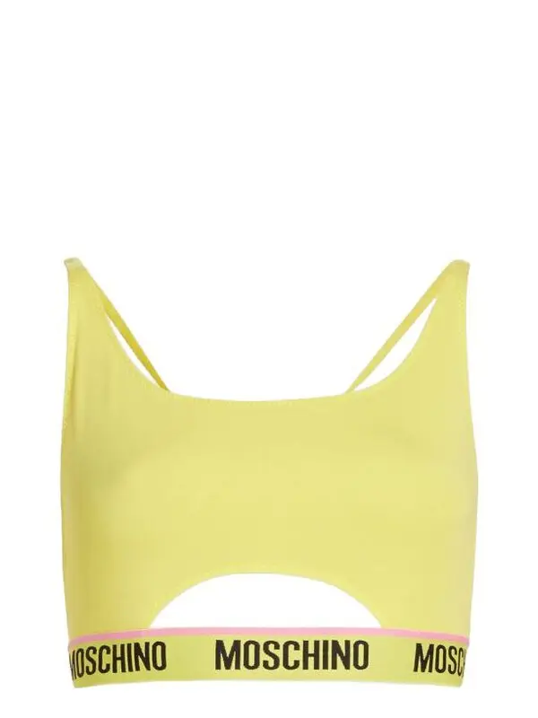 Moschino Donna Logo-detailed Bikini Top - Yellow