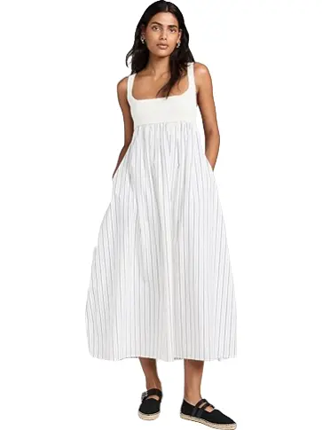 English Factory Knit Combo Striped Dress - Off White/navy