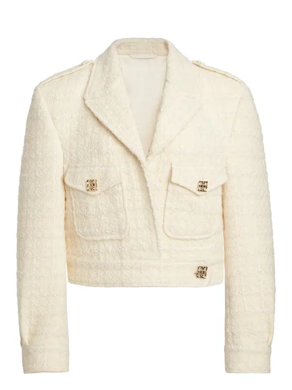 Givenchy Cropped Wool-blend Tweed Jacket - Ivory