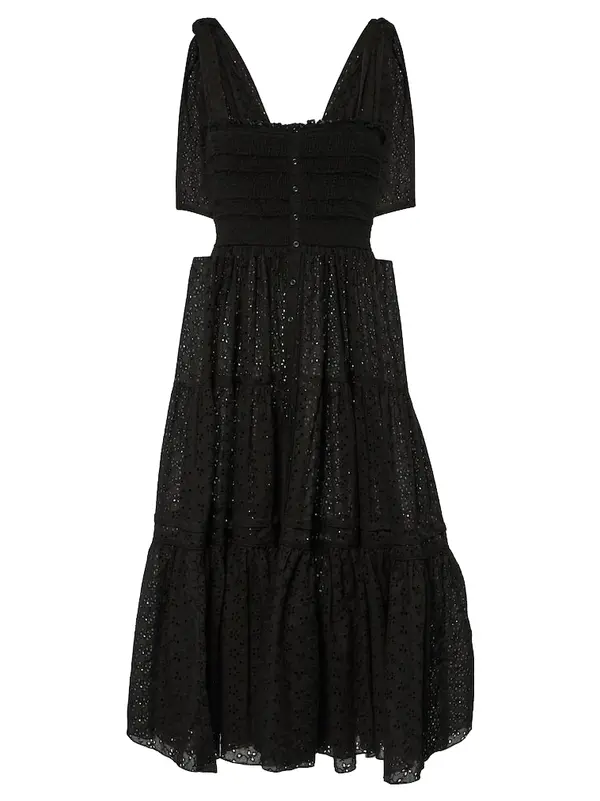 Poupette St Barth Triny Cotton Midi Dress - Black