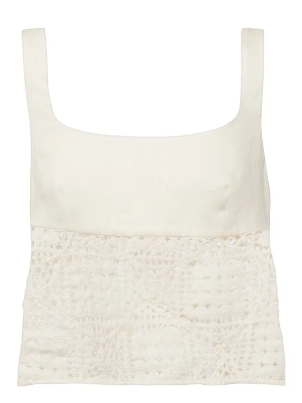 Sir The Label Rayure Cropped Linen Top - White
