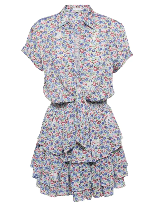 Poupette St Barth Branda Floral Shirt Dress - Blue