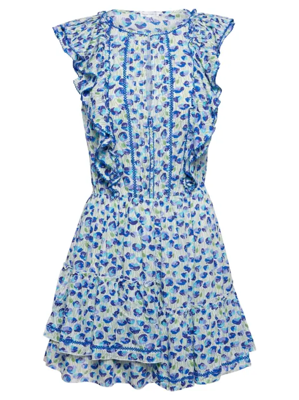 Poupette St Barth Bambi Printed Ruffled Minidress - Blue