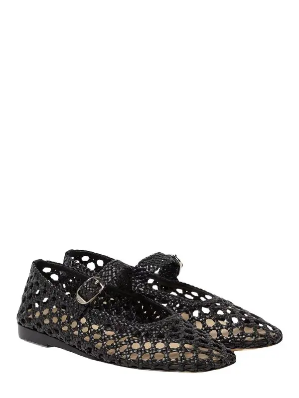 Le Monde Beryl Woven Leather Mary Jane Flats - Black