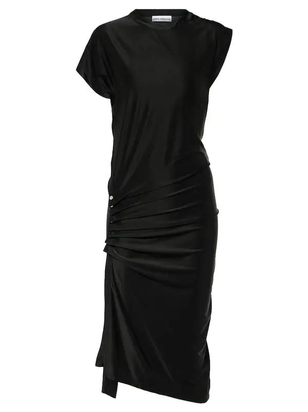 Rabanne Draped Jersey Midi Dress - Black