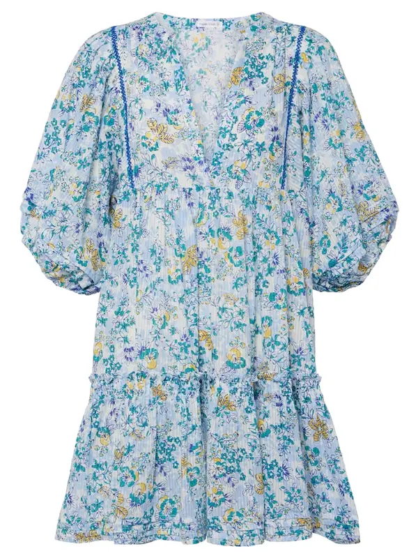 Poupette St Barth Aria Floral Minidress - Blue