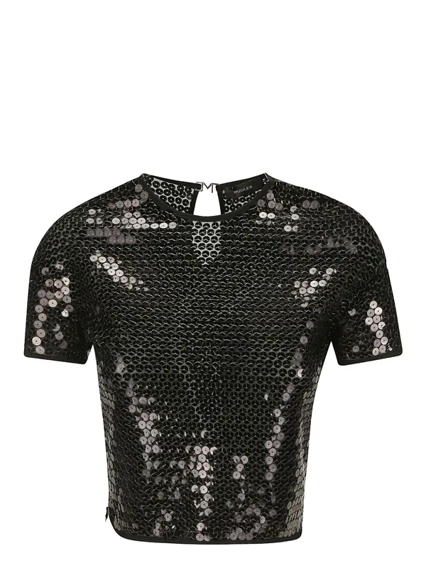 MUGLER Sequinned Blouse - Black