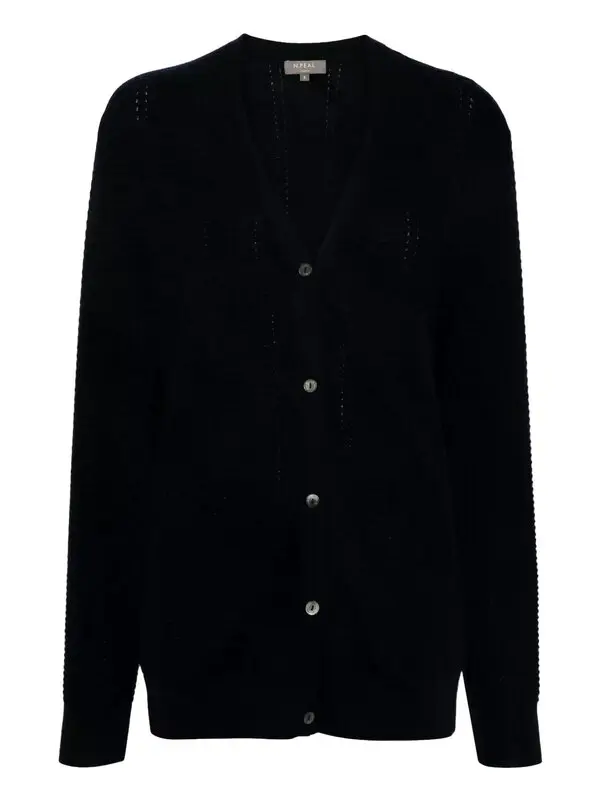 N.peal V-neck Open-knit Cardigan - Blue