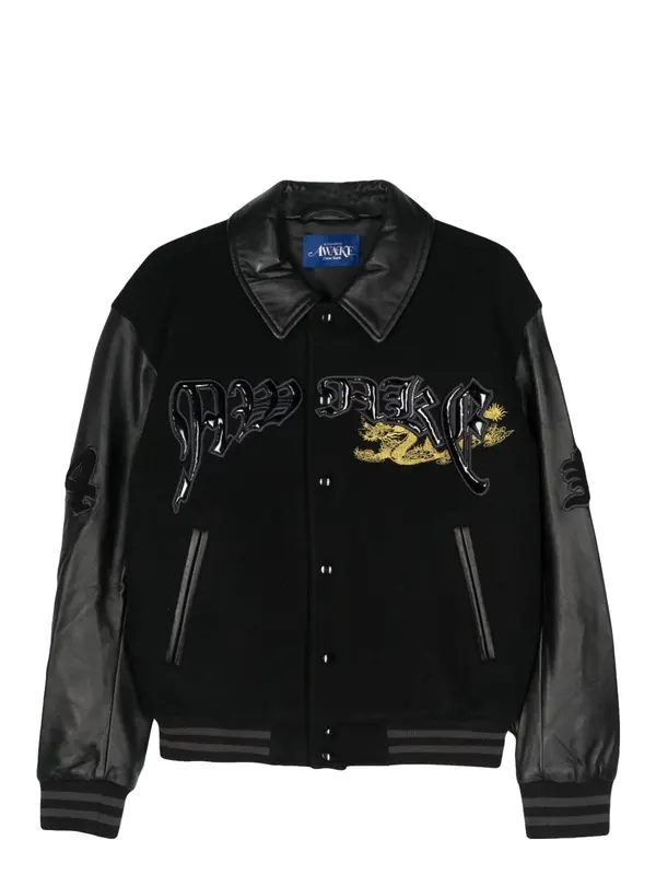 AWAKE NY Dragon-embroidery Bomber Jacket - Black