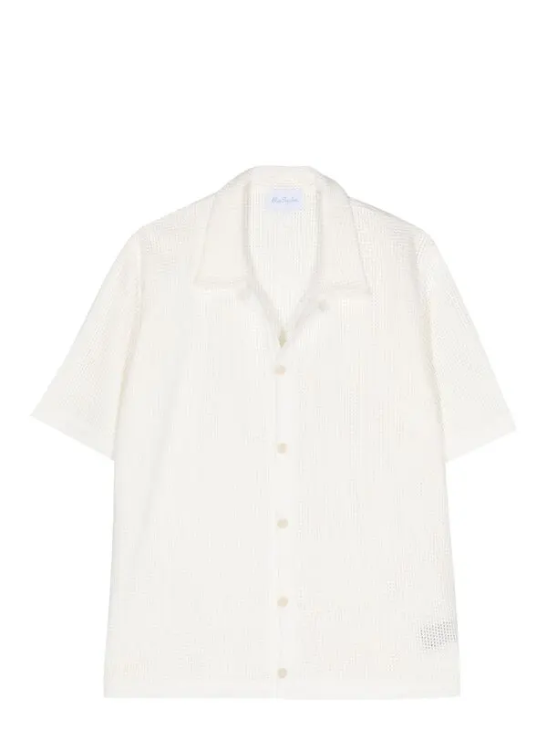 BLUE SKY INN Waffle-pattern Bowling Shirt - White