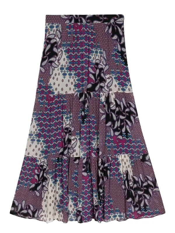Ba&sh Brooke Tiered Midi Skirt - Purple
