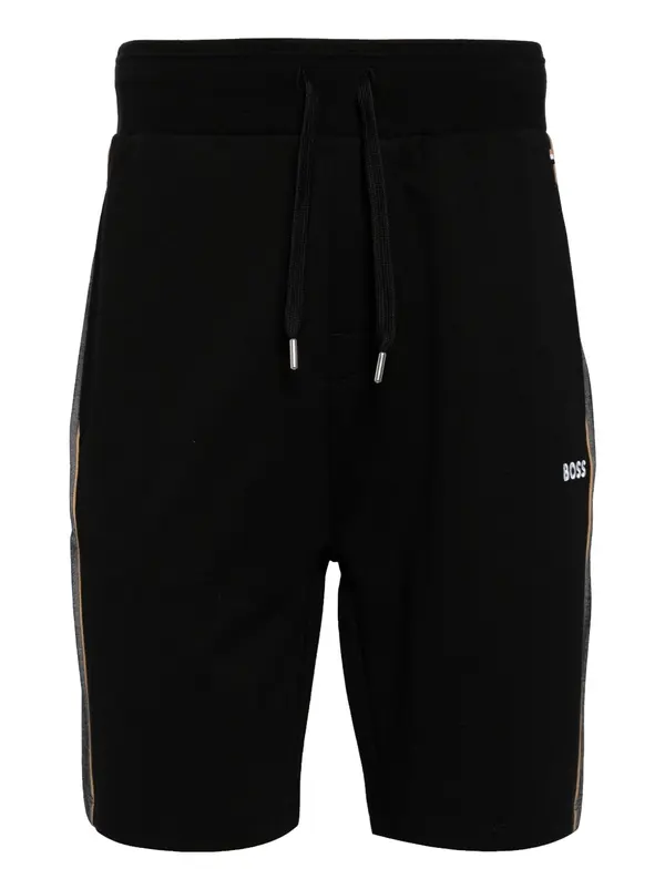 Hugo Boss Side-stripe Logo-embroidered Track Shorts - Black