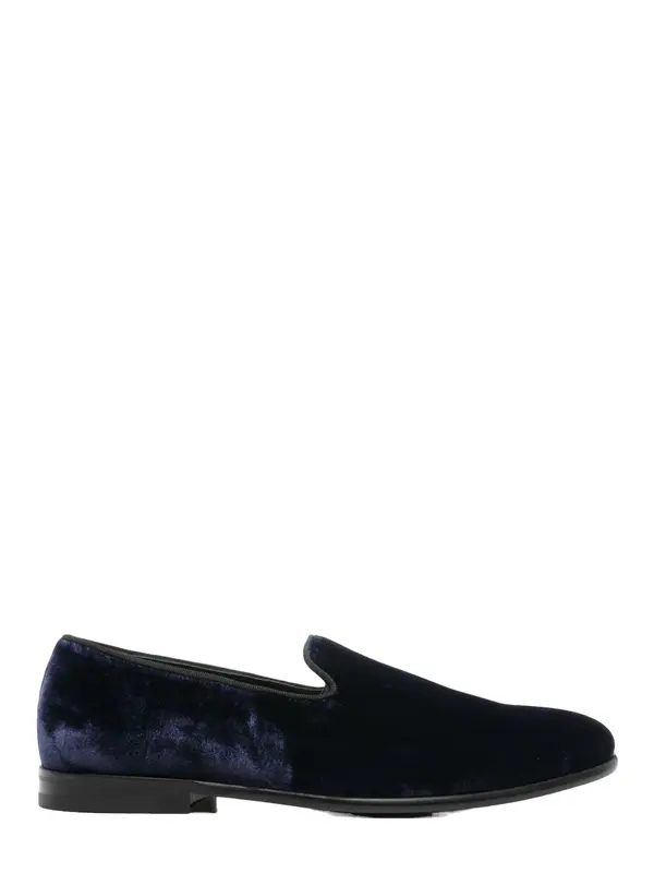DOUCAL'S Almond-toe Velvet Loafers - Blue