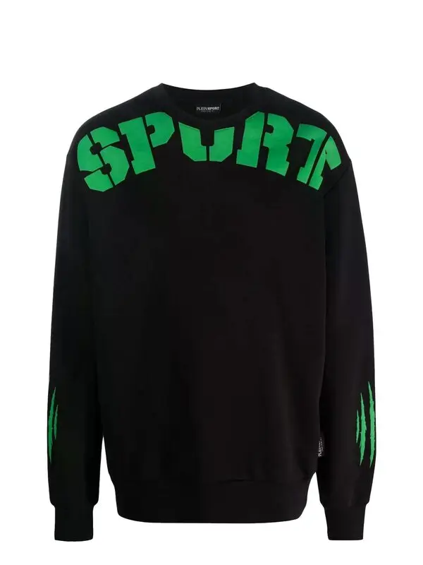PLEIN SPORT Scratch-print Crew Neck Sweatshirt - Black