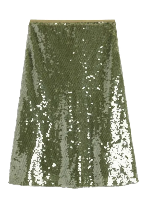 Ami Sequin-embellished Midi Skirt - Green