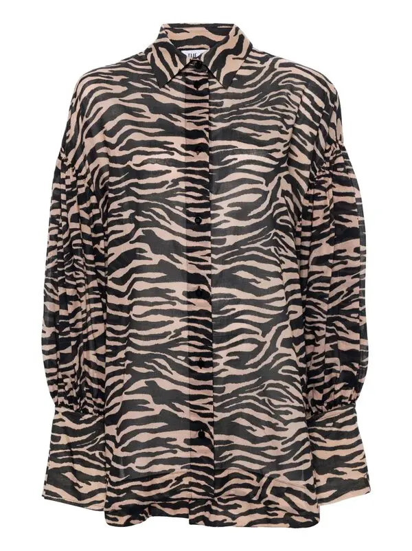 Attico Zebra-print Cotton Shirt - Brown