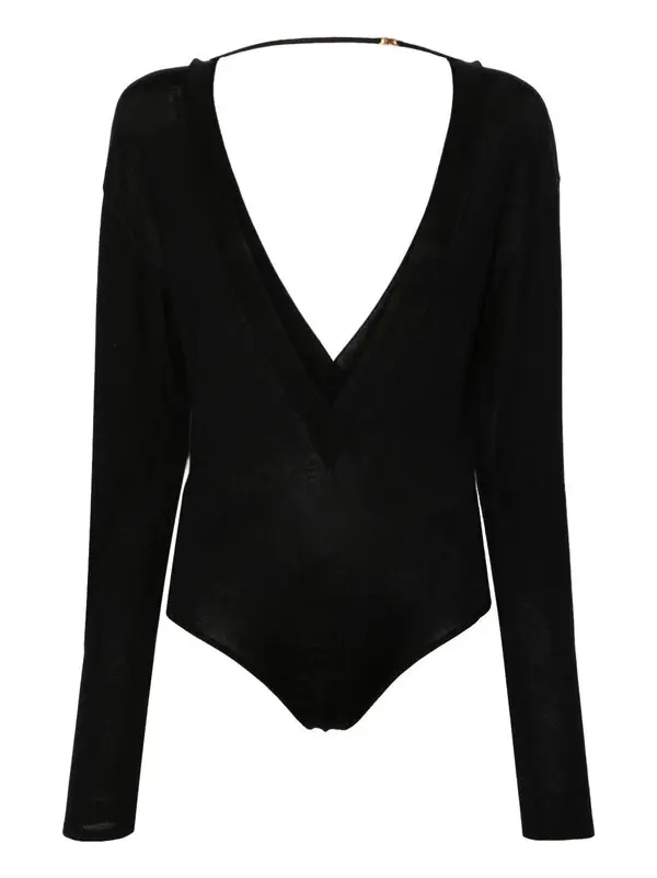 Saint Laurent V-neck Fine-knit Bodysuit - Black