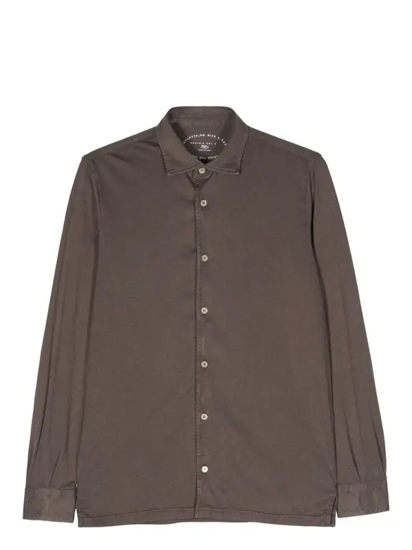 Fedeli Long-sleeve Cotton Shirt - Brown