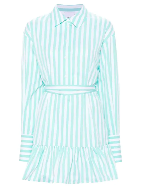 Patou Striped Ruffled Mini Dress - Green