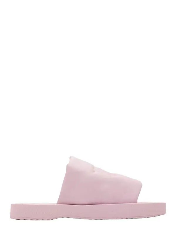 Burberry Debossed Leather Slides - Pink