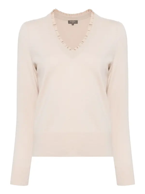 N.peal Ruffle-trim Cashmere Jumper - Neutrals