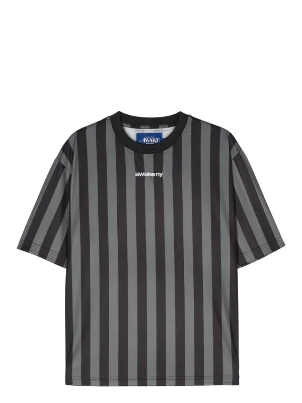 AWAKE NY Logo-embroidered Striped T-shirt - Black
