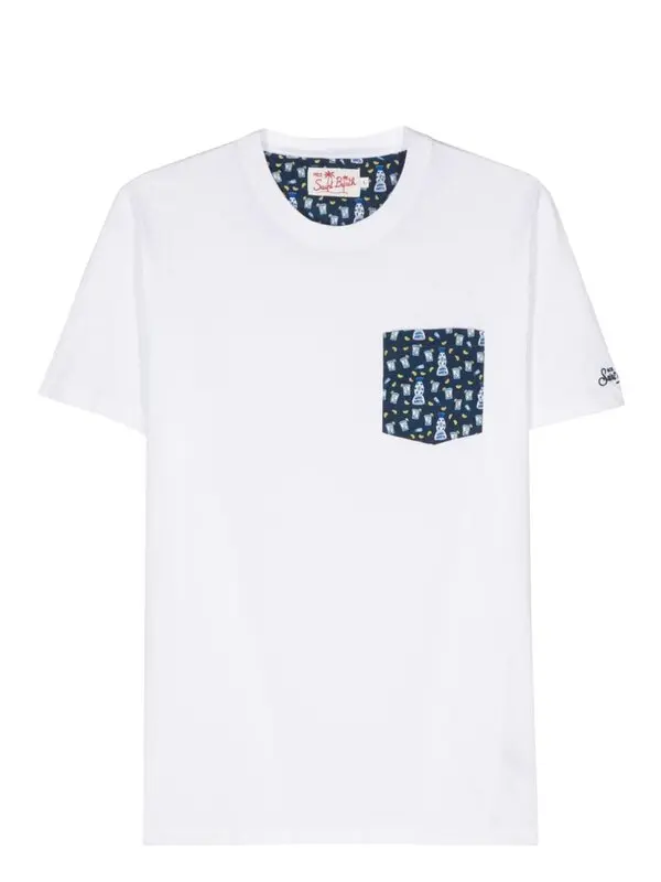 MC2 SAINT BARTH Blanche Contrast-pocket T-shirt - White
