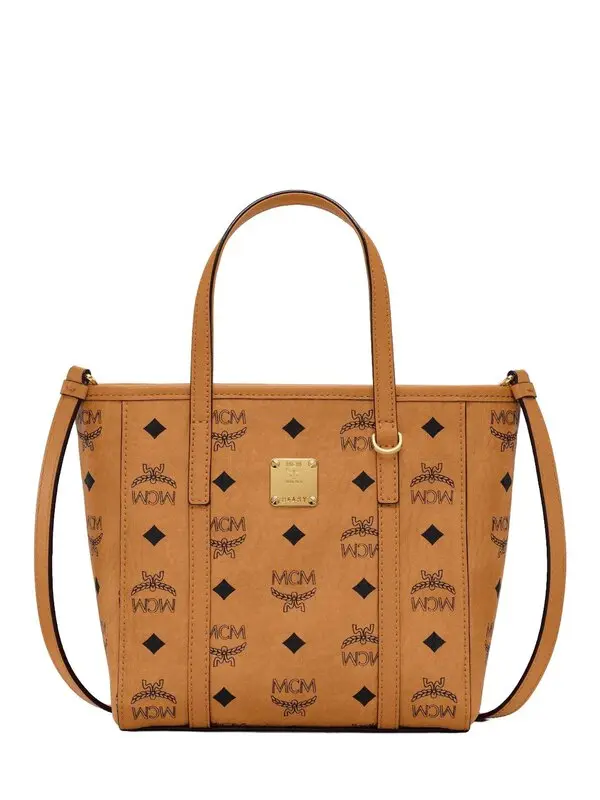 Mcm Toni Top-zip Shopper In Visetos Monogram Canvas - Cognac