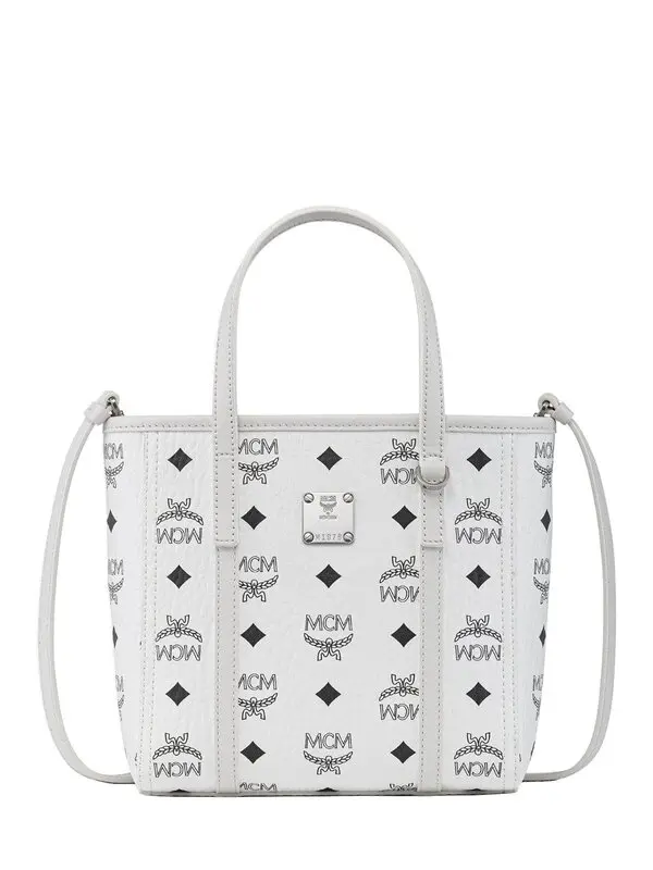 Mcm Toni Top-zip Shopper In Visetos Monogram Canvas - White