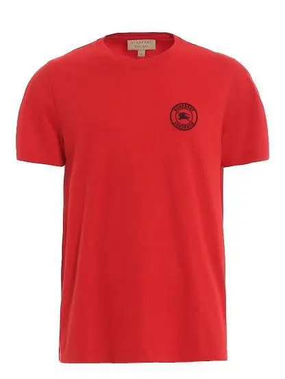 Burberry Jenson Embroide Logo Cotton T-shirt - Red