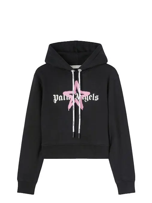 Palm Angels Star Sprayed Hoodie - Black/pink/white