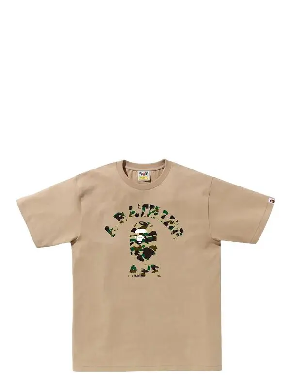 A BATHING APE 1st Camo College Tee Shirt - Beige/yellow