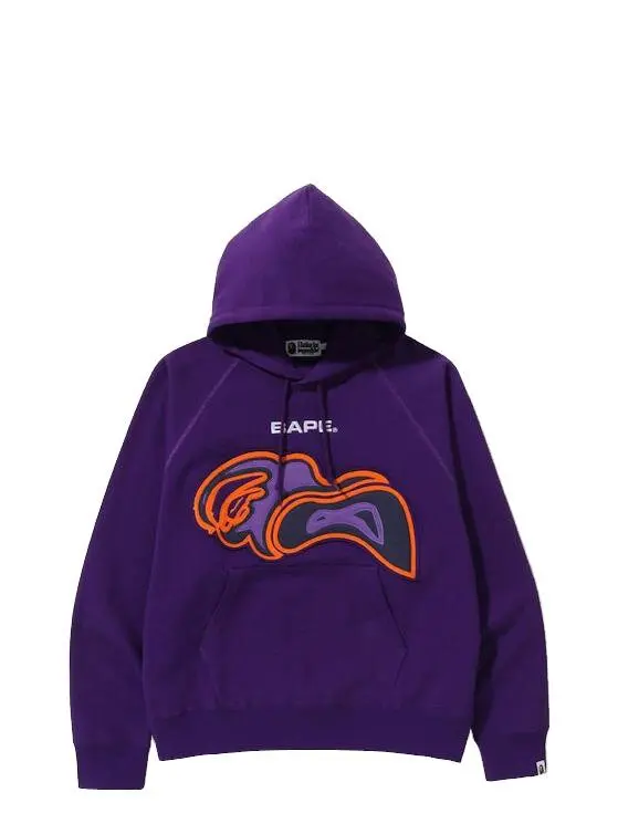 BAPE Layered Patch Loose Fit Pullover Hoodie - Purple
