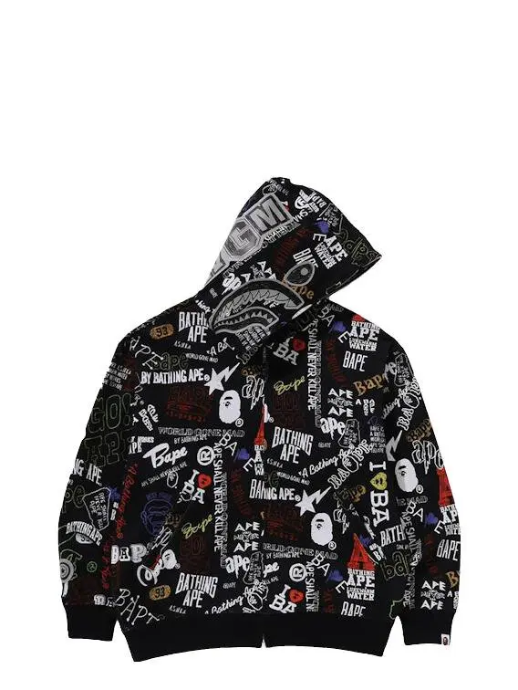 BAPE Patterned Zip-up Hoodie - Black