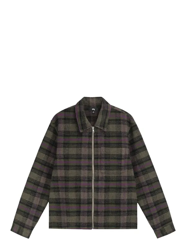 StÜssy Reed Wool Plaid Zip Shirt - Green