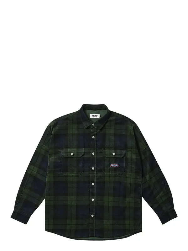 PALACE Drop Shoulder Cord Shirt 'tartan - Green