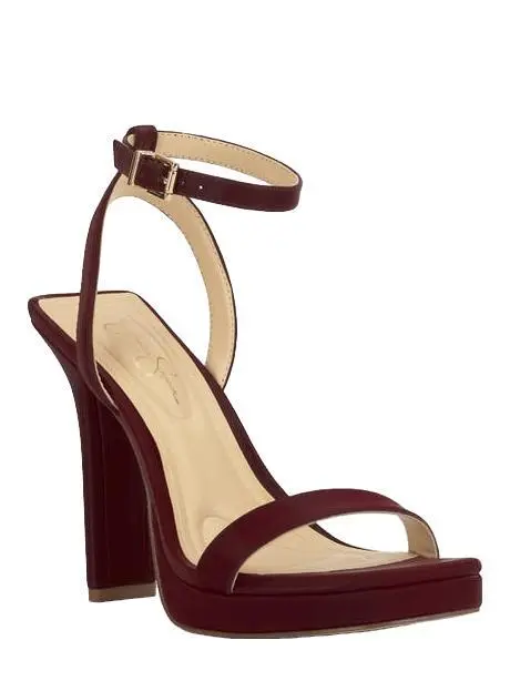 Jessica Simpson Ankle Strap Platform Sandals - Dark Cherry Satnll