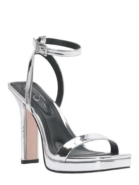 Jessica Simpson Ankle Strap Platform Sandals - Silver